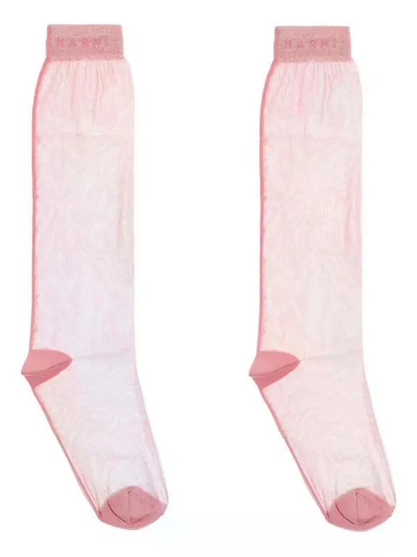 Marni Logo-detail Sheer Knee High Socks - Pink