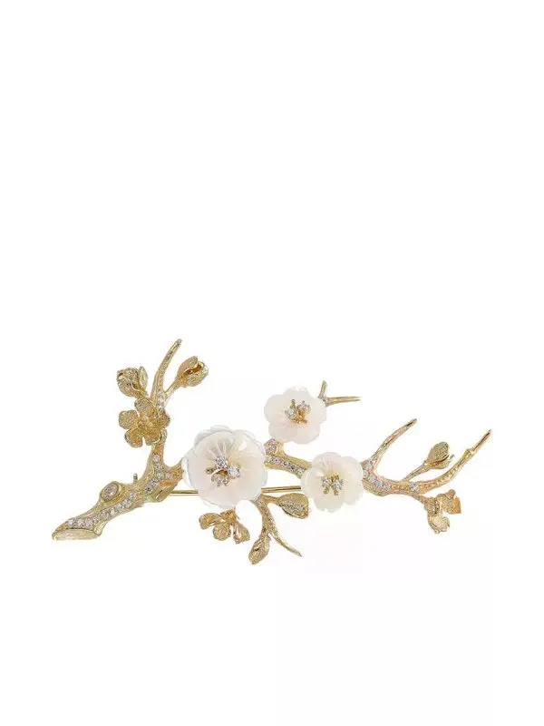 ANABELA CHAN Sakura Blossom Diamond Brooch - Gold