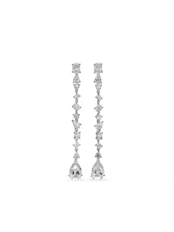 ANABELA CHAN 14k White Gold Celestial Dust Diamond Drop Earrings - Silver