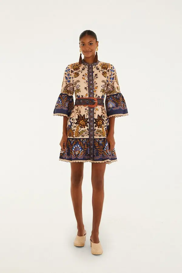 Farm Rio Floral Print Organic Cotton Mini Dress - Marvelous Garden Pink |  Editorialist