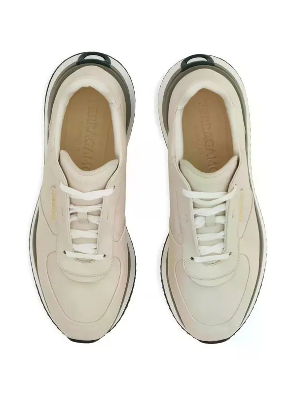 FERRAGAMO Calfskin Leather Low Top Sneakers - White