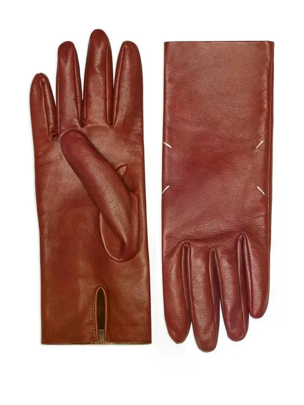 MAISON MARGIELA Leather Fingerless Gloves - Brown