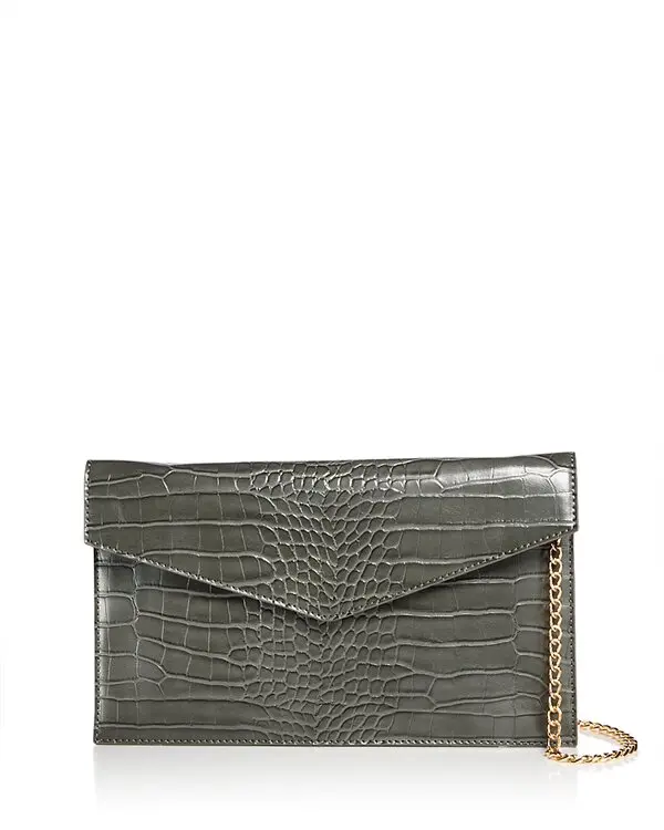Aqua Envelope Clutch With Chain Strap - Grey