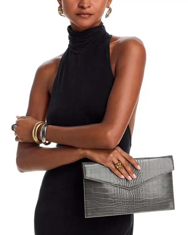 Aqua Envelope Clutch With Chain Strap
