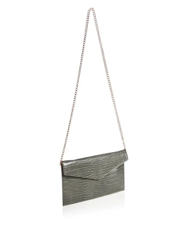 Aqua Envelope Clutch With Chain Strap