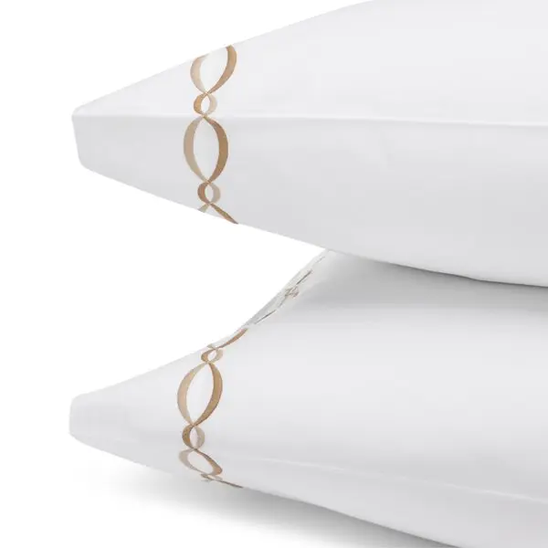 MATOUK Brando Embroidered Percale Pillowcase, Standard, Set Of 2 Exclusive - Dune