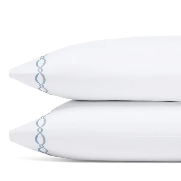 MATOUK Brando Embroidered Percale Pillowcase, Standard, Set Of 2 Exclusive - Hazy Pool