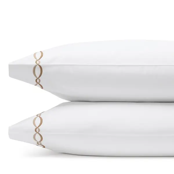 MATOUK Brando Embroidered Percale Pillowcase, King, Set Of 2 Exclusive - Dune