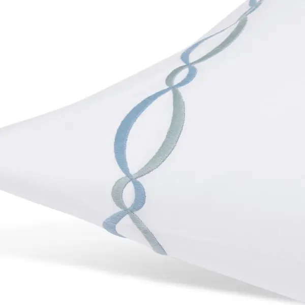 MATOUK Brando Embroidered Percale Pillowcase, King, Set Of 2 Exclusive - Hazy Pool