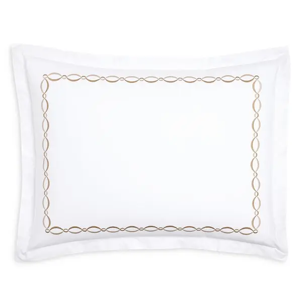 MATOUK Brando Embroidered Percale Sham, Standard Exclusive - Dune