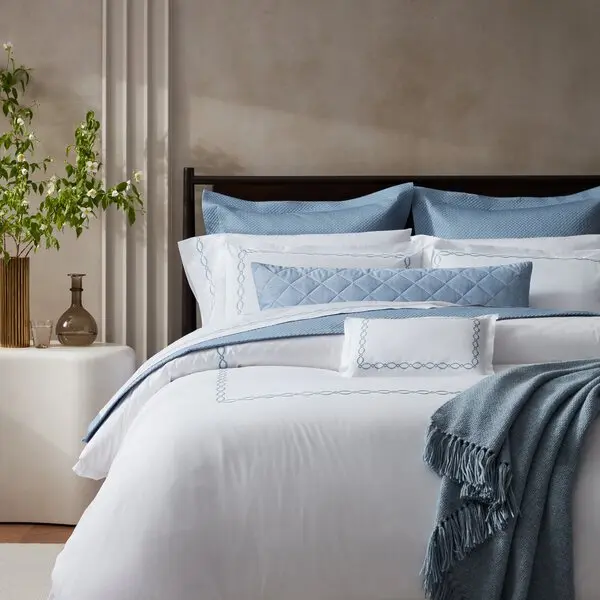 MATOUK Brando Embroidered Percale Sham, Standard Exclusive - Hazy Pool