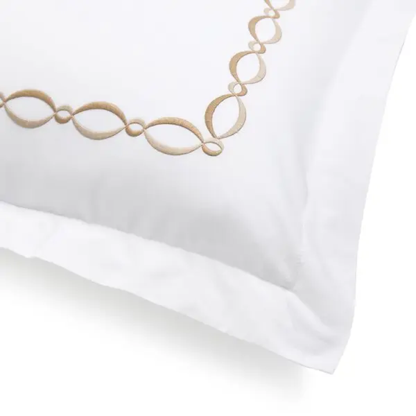 MATOUK Brando Embroidered Percale Sham, King Exclusive - Dune