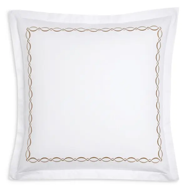 MATOUK Brando Embroidered Percale Sham, Euro Exclusive - Dune