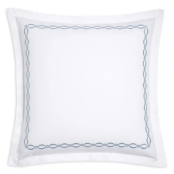 MATOUK Brando Embroidered Percale Sham, Euro Exclusive - Hazy Pool