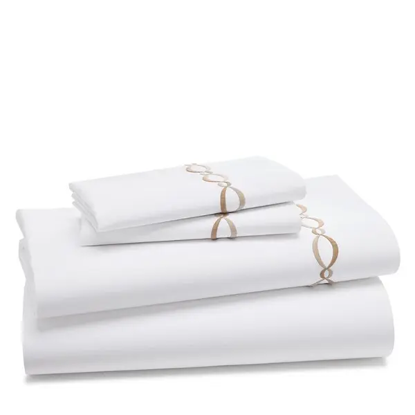 MATOUK Brando Embroidered Percale Sheet Set, Queen Exclusive - Dune