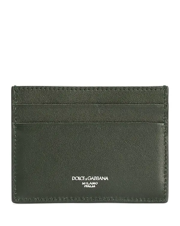 Dolce & Gabbana Braided Leather Cardholder - Dark Green/black