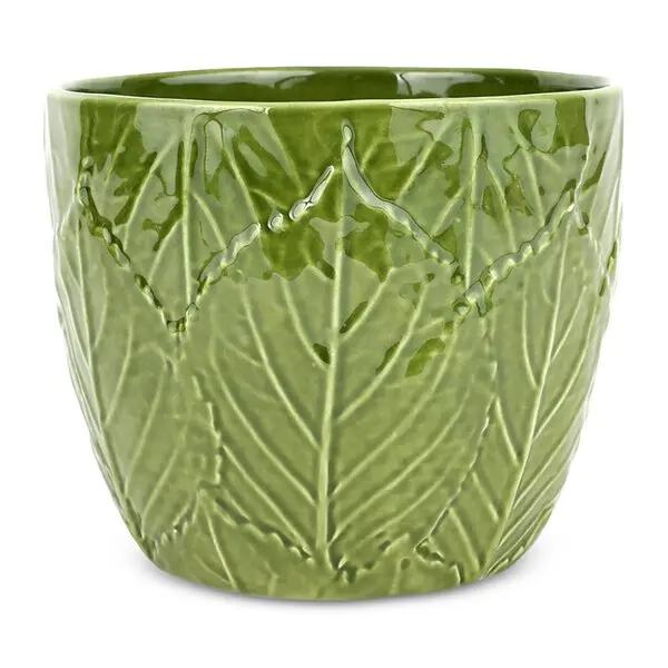VIETRI Viva Garden Embossed Leaves Cachepot - Green