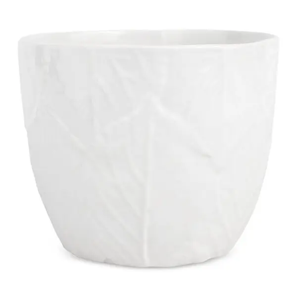 VIETRI Viva Garden Embossed Leaves Cachepot - White