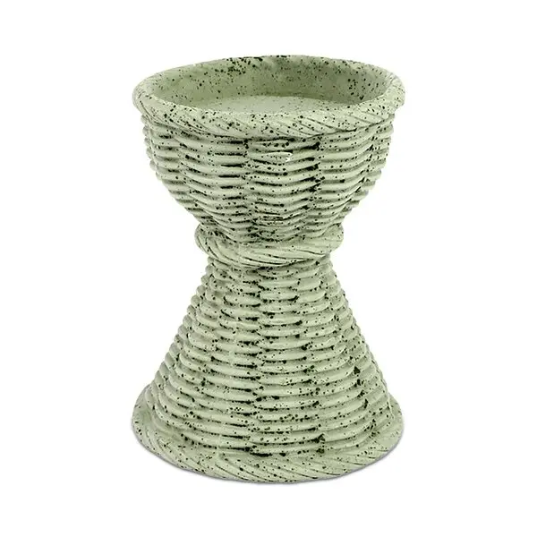 VIETRI Casa Gray Short Candle Stick - Green