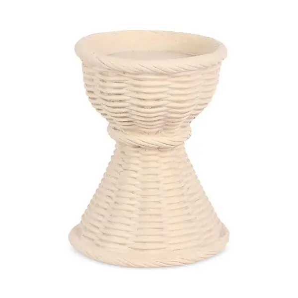 VIETRI Casa Gray Short Candle Stick - White