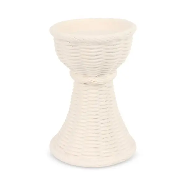 VIETRI Casa Gray Medium Candle Stick - White