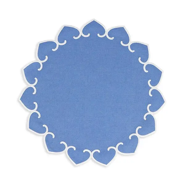 VIETRI Tessuti Round Placemats With White Stitching, Set Of 4 - Blue