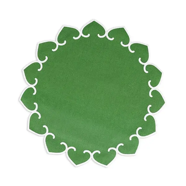 VIETRI Tessuti Round Placemats With White Stitching, Set Of 4 - Green