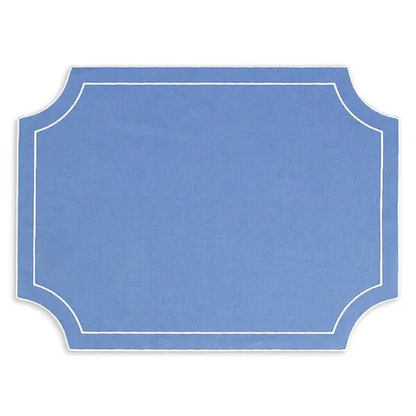 VIETRI Tessuti Rectangular Placemats With White Stitching, Set Of 4 - Blue