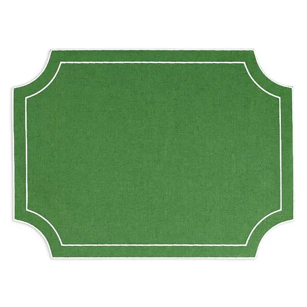VIETRI Tessuti Rectangular Placemats With White Stitching, Set Of 4 - Green