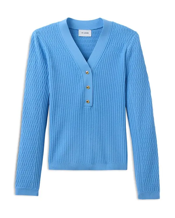 St. John Pointelle Rib Knit Sweater