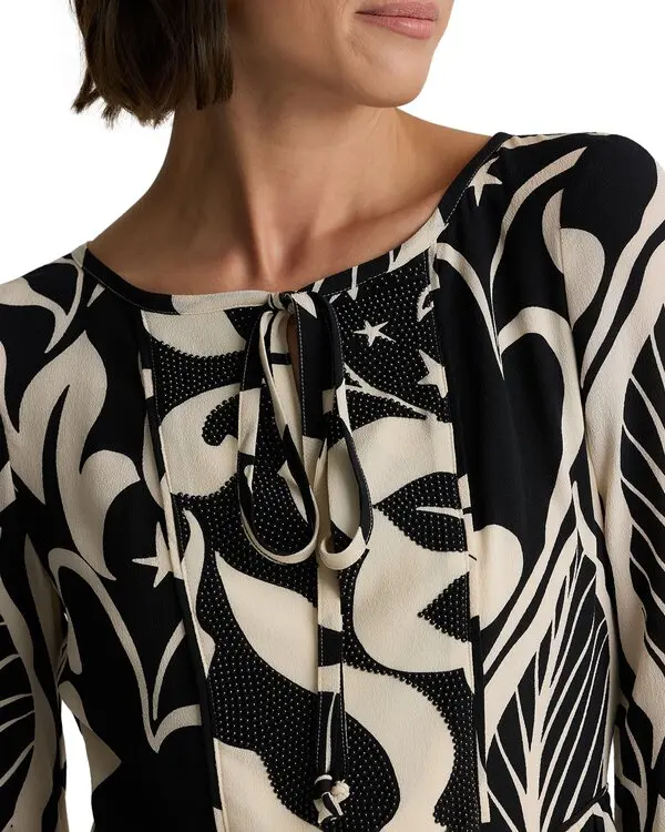St. John Americana Leaf Silk Dress