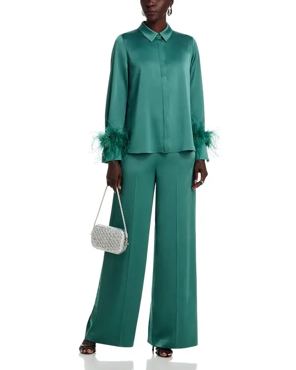 UNGARO Kai Satin Pants - Pine