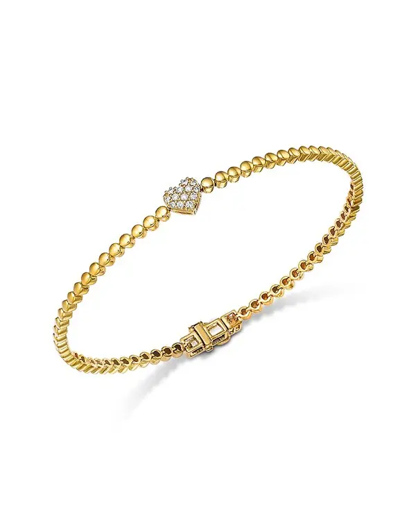 Bloomingdale'S Diamond Heart Beaded Bracelet - Gold