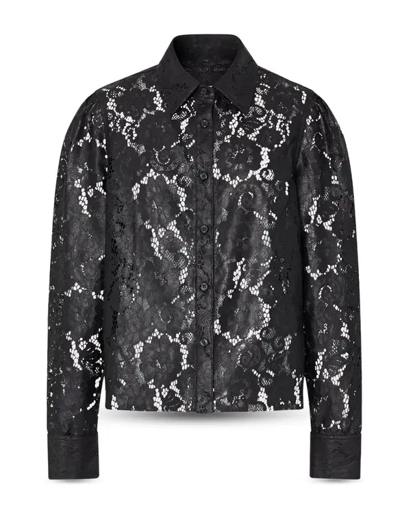 MILLY Arlo Textured Lace Shirt