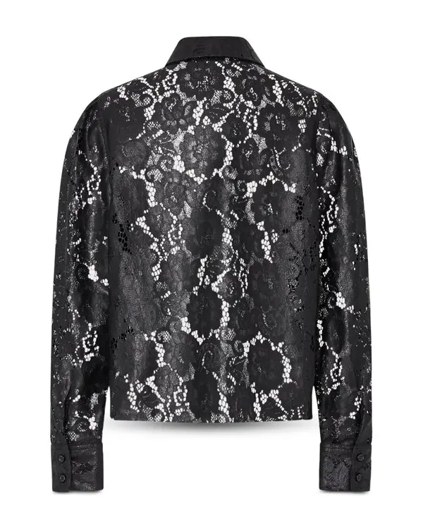 MILLY Arlo Textured Lace Shirt