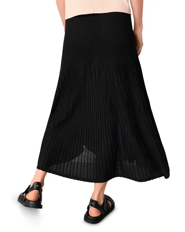 Whistles Pleated Knit Midi Skirt - Black