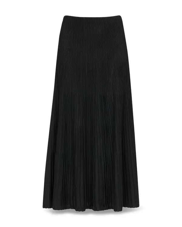 Whistles Pleated Knit Midi Skirt - Black
