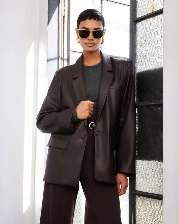 Fifteen Twenty Regan Faux Leather Blazer