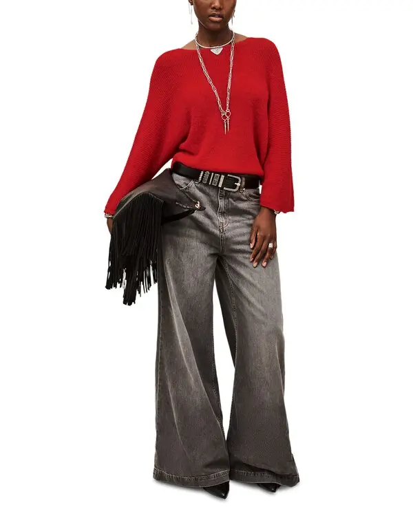 Ba&sh Isaac Mohair Alpaca Blend Pullover Sweater - Red