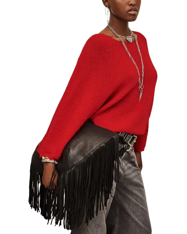 Ba&sh Isaac Mohair Alpaca Blend Pullover Sweater - Red