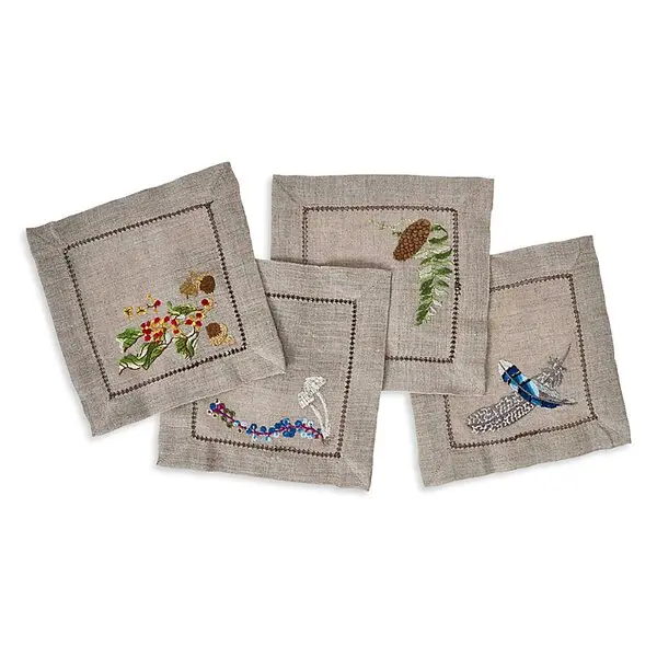 JULISKA Forest Walk Cocktail Napkins, Assorted Set Of 4 - Multi