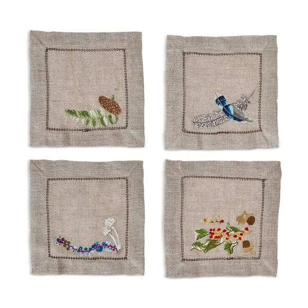 JULISKA Forest Walk Cocktail Napkins, Assorted Set Of 4