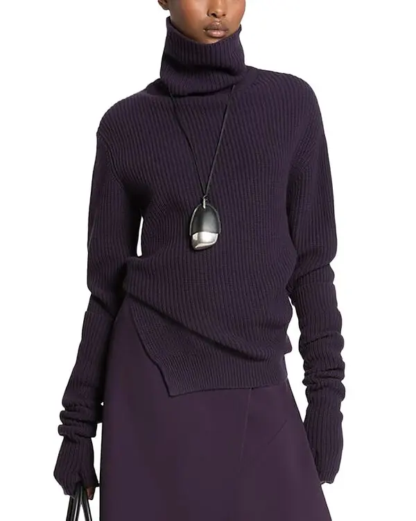Michael Kors Cashmere Bias Turtleneck Sweater