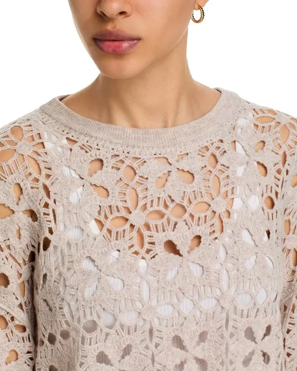 Bella Dahl Crochet Crewneck Sweater