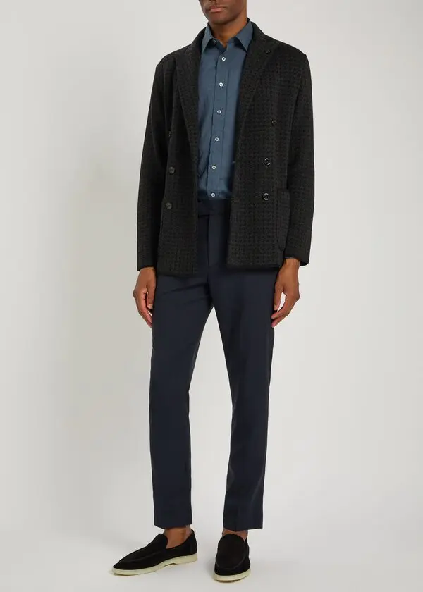 LARDINI Houndstooth Wool Cardigan