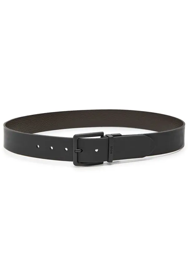 BOSS Reversible Pebbled Leather Belt - Black