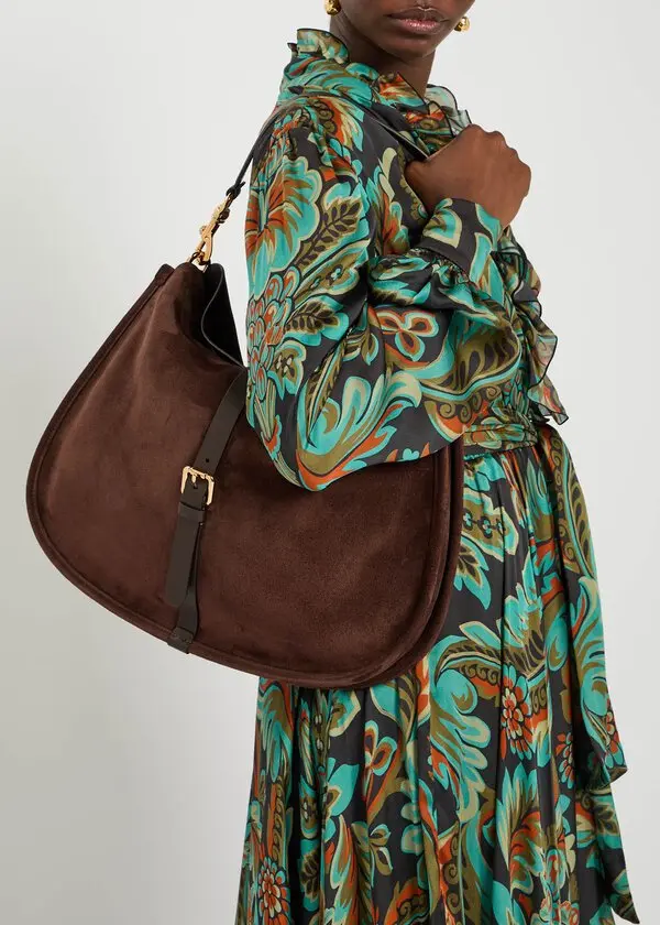Etro Pony Xl Suede Tote Bag - Brown