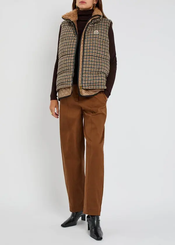 Moncler Barrel-leg Stretch-cotton Trousers - Brown