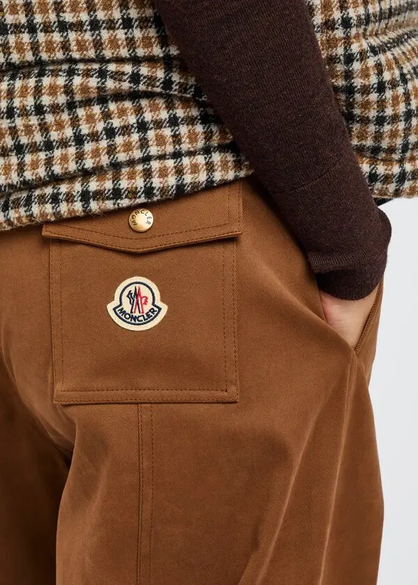 Moncler Barrel-leg Stretch-cotton Trousers - Brown