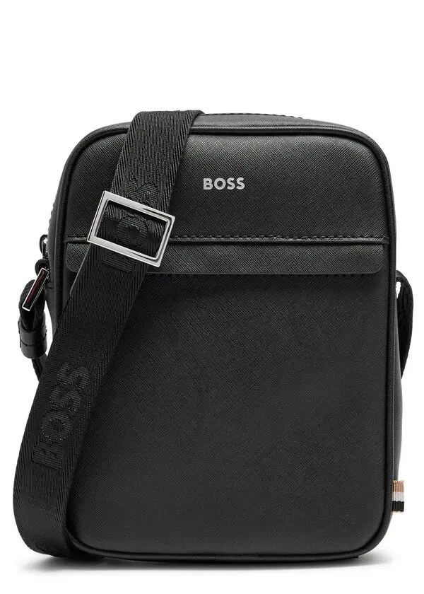 Hugo Boss Saffiano Leather Cross-body Bag - Black